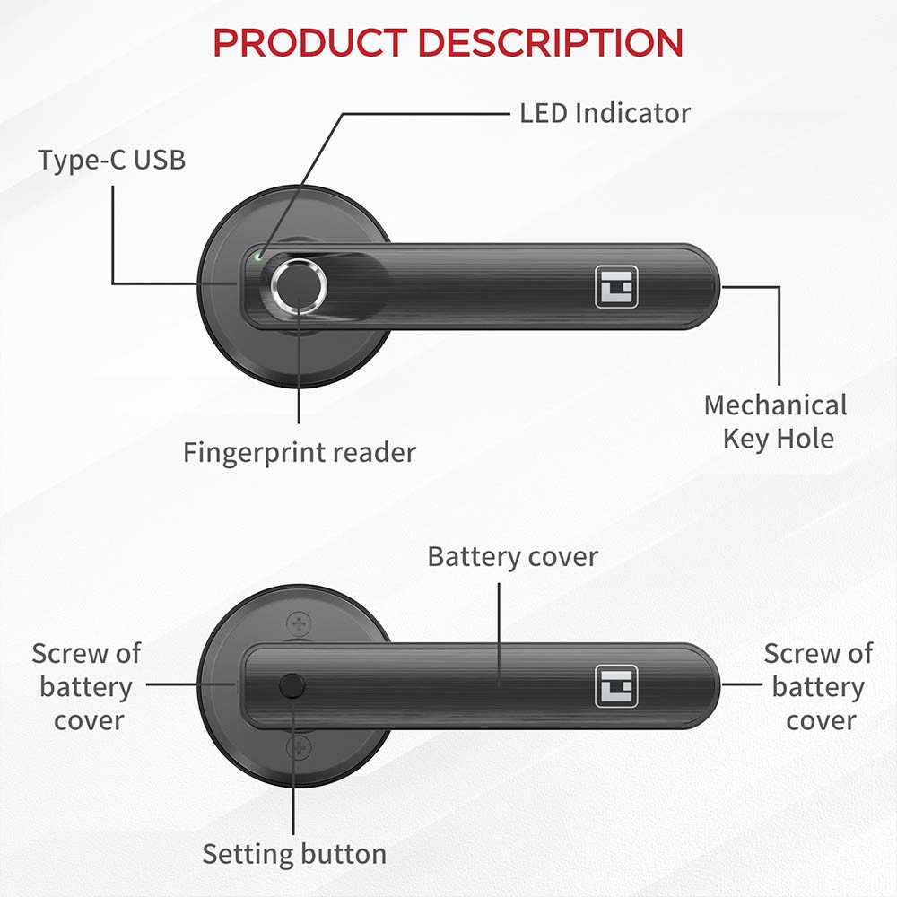 Geek Smart L-B203 Fingerprint Door Lock Black