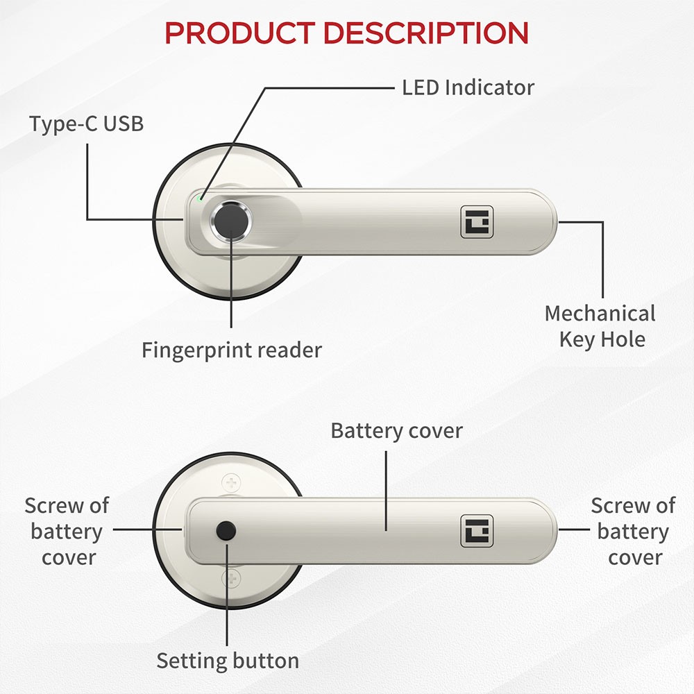 Geek Smart L-B203 Fingerprint Door Lock Silver