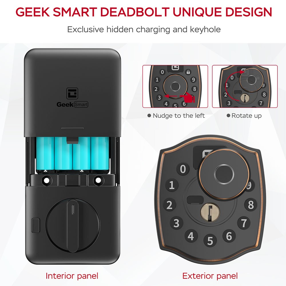 Geek Smart L-F501 Keyless Entry Smart Deadbolt Door Locks Black
