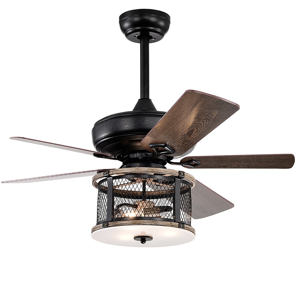 52 inch Industrial Style Ceiling Fan with Light Black