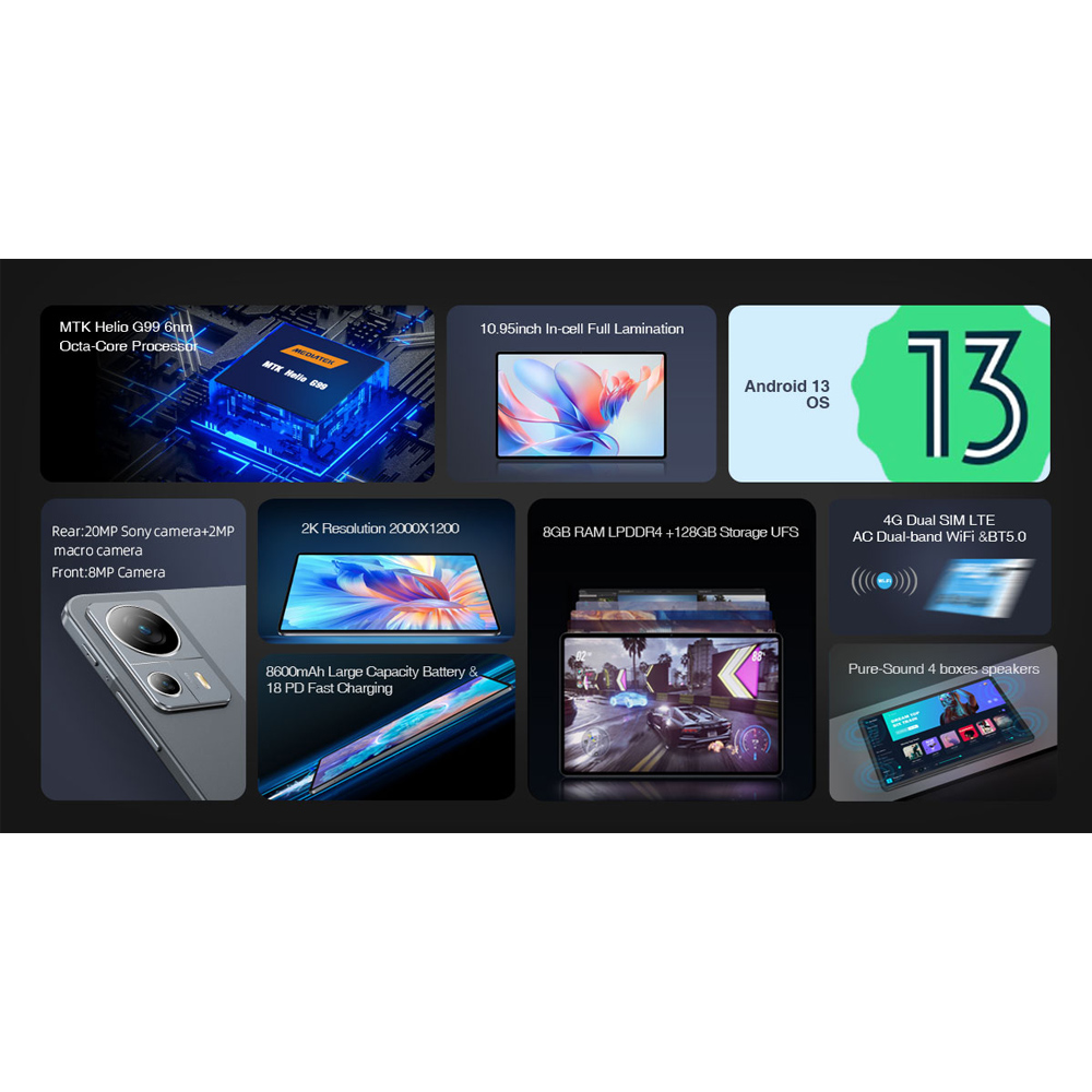 N-one NPad X 10.95'' Tablet with Leather Case Tempered Film