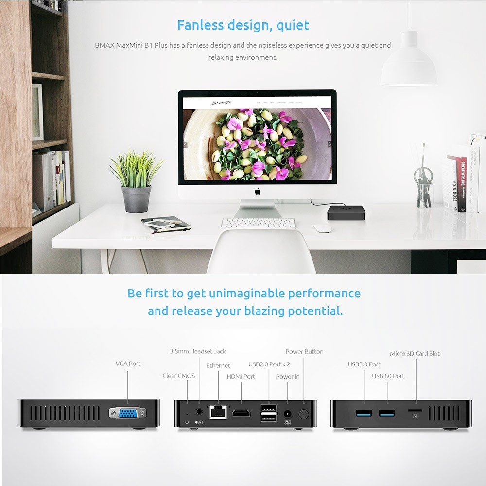BMAX B1 Plus Mini PC Intel Celeron N3350 6GB RAM 64GB ROM
