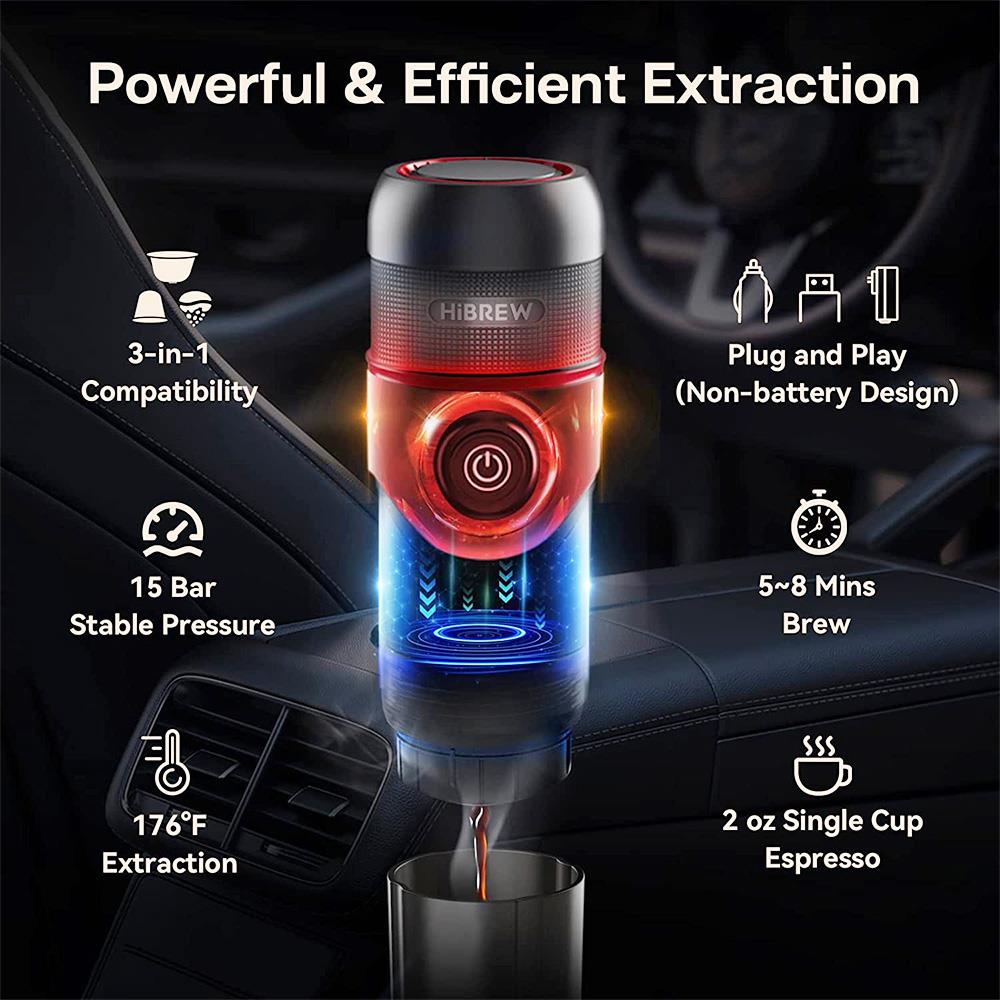 HiBREW Portable Espresso Coffee Machine for Car & Home H4