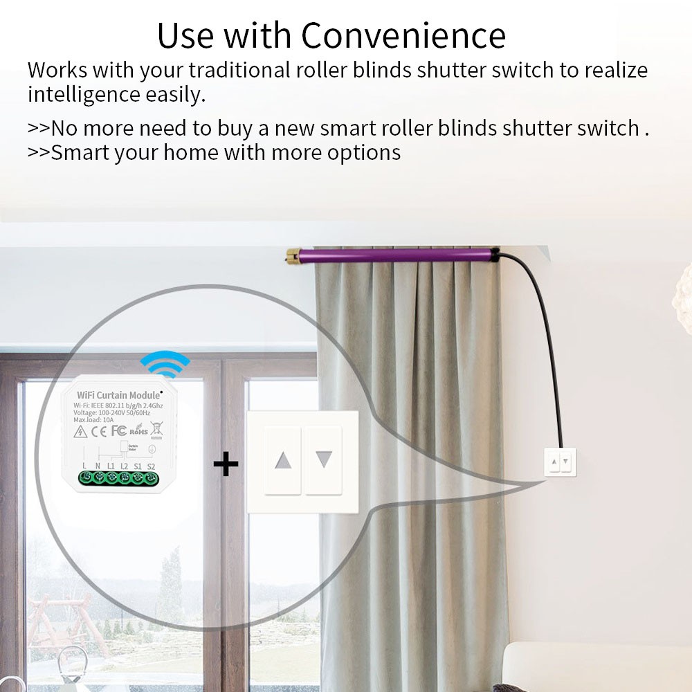 WHD09 Tuya WiFi Smart Curtain Switch Controller,