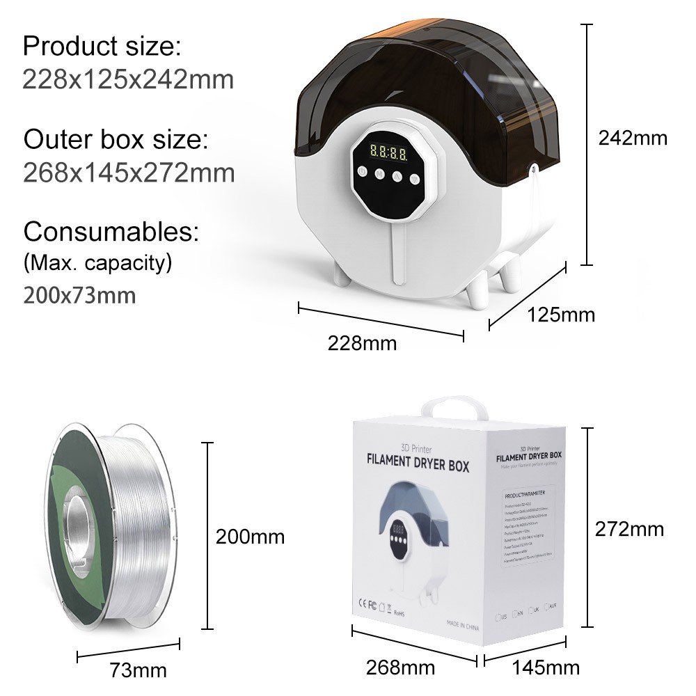 TWO TREES Filament Dryer Box US Plug