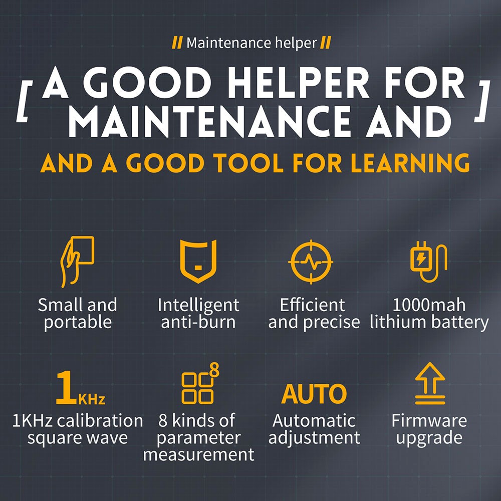 FNIRSI DSO152 Handheld Digital Oscilloscope with P6100 Probe Yellow