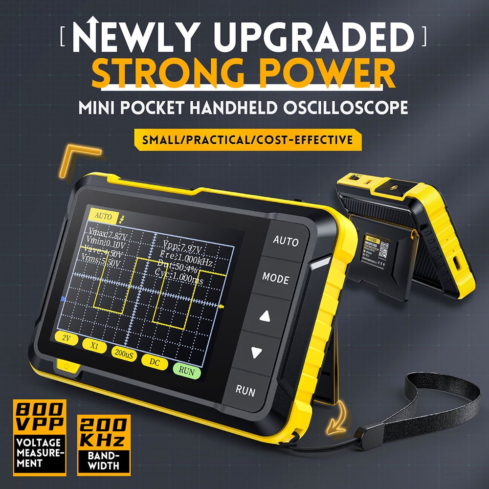 FNIRSI DSO152 Handheld Digital Oscilloscope with P6100 Probe Yellow