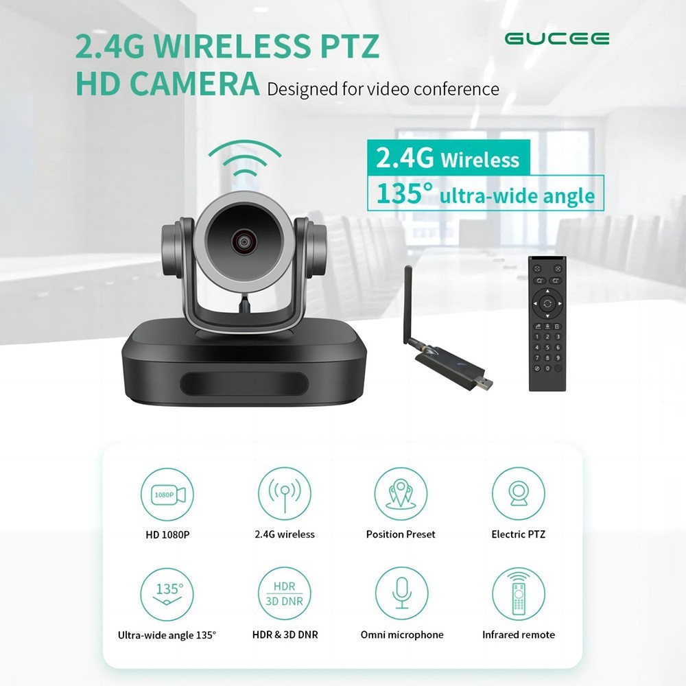 GUCEE G07-1080P 2.4G Wireless Video Conference Camera