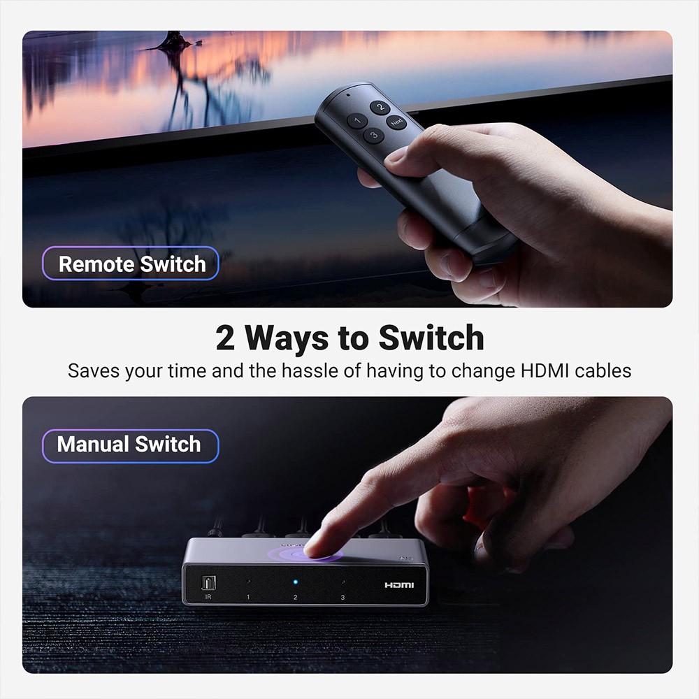 UGREEN HDMI 2.1 Switch 8K@60Hz 3 in 1 Out HDMI Splitter