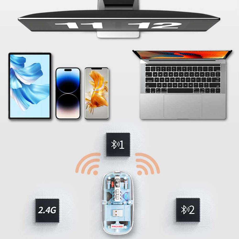 HXSJ T900 2.4G & Bluetooth Wireless Mouse Blue