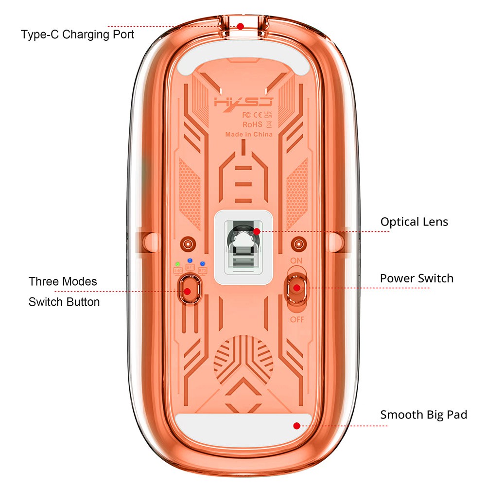 HXSJ T900 2.4G & Bluetooth Wireless Mouse Orange