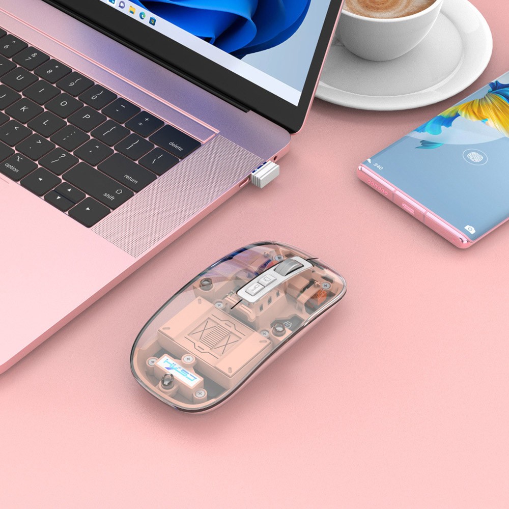 HXSJ T900 2.4G & Bluetooth Wireless Mouse Pink