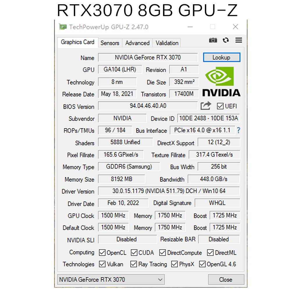 51RISC Graphics Card RTX3070 8GB