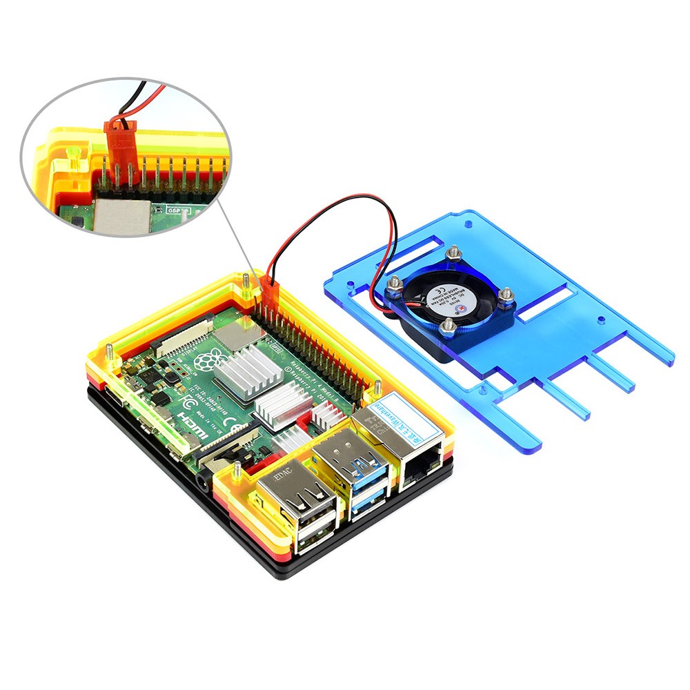 Waveshare Acrylic Case with Cooling Fan for Raspberry Pi 4B
