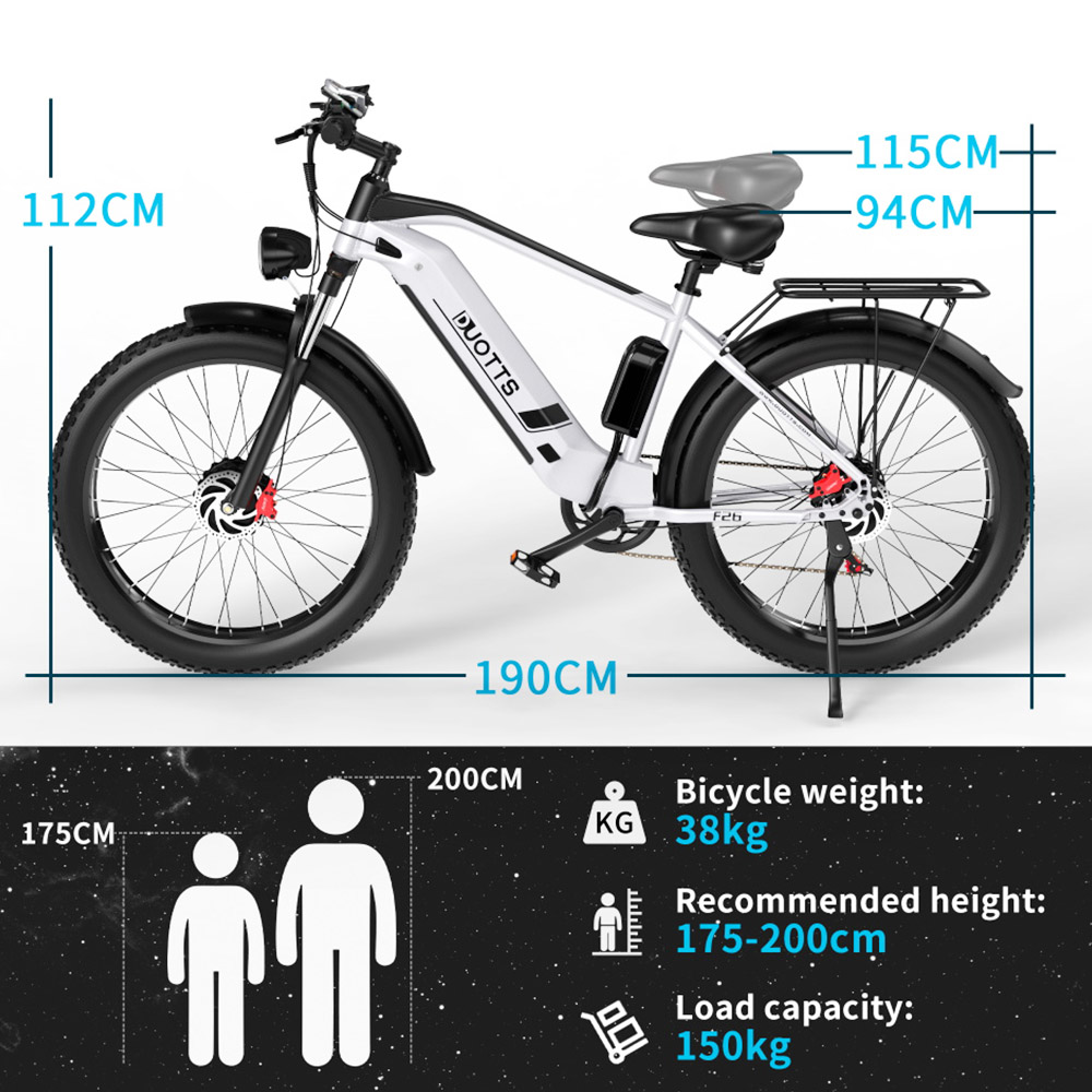DUOTTS F26 Electric Bike 26 Inch 55Km/h 20Ah 750W*2 Dual Motors Silver