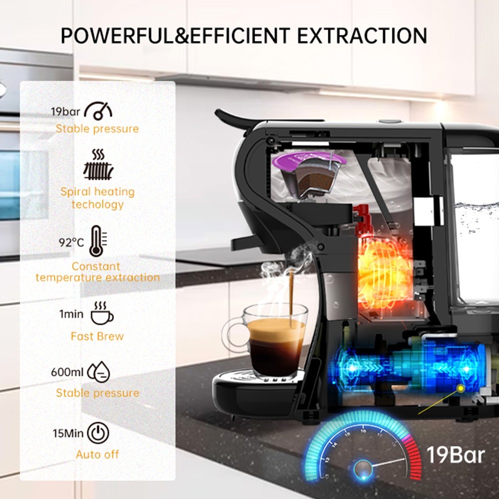 Hibrew H1A Expresso Coffee Machine hot&cold 4 in 1, 19 Bar | Europe