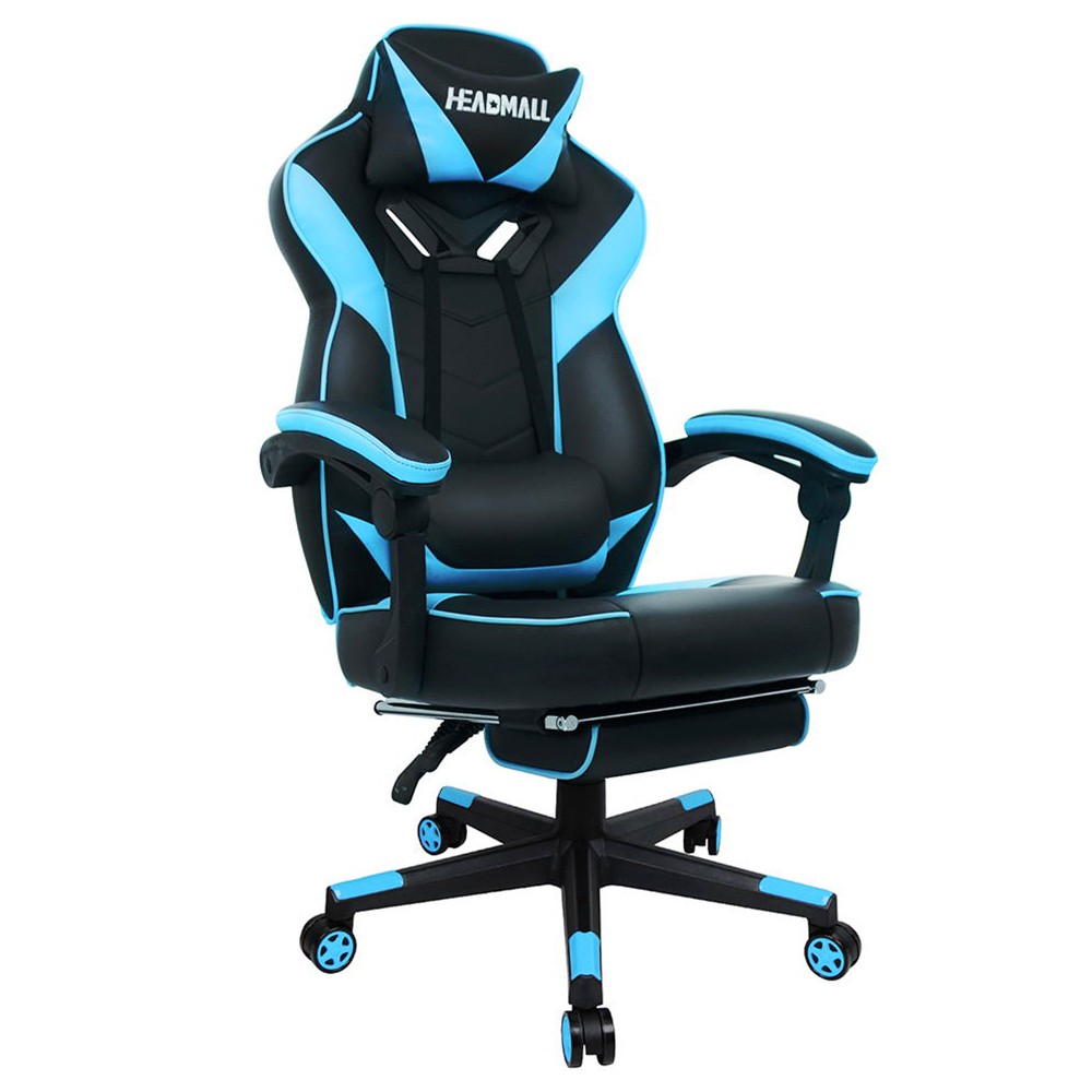 HEADMALL Gaming Chair with Footrest Blue