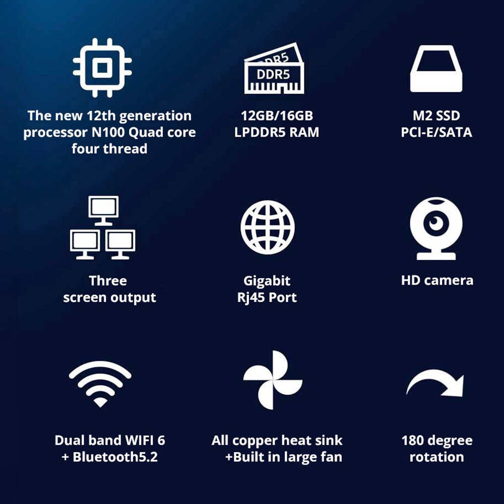 Meenhong P8 2 in 1 Laptop Alder Lake N100 12GB LPDDR5 256GB SSD US