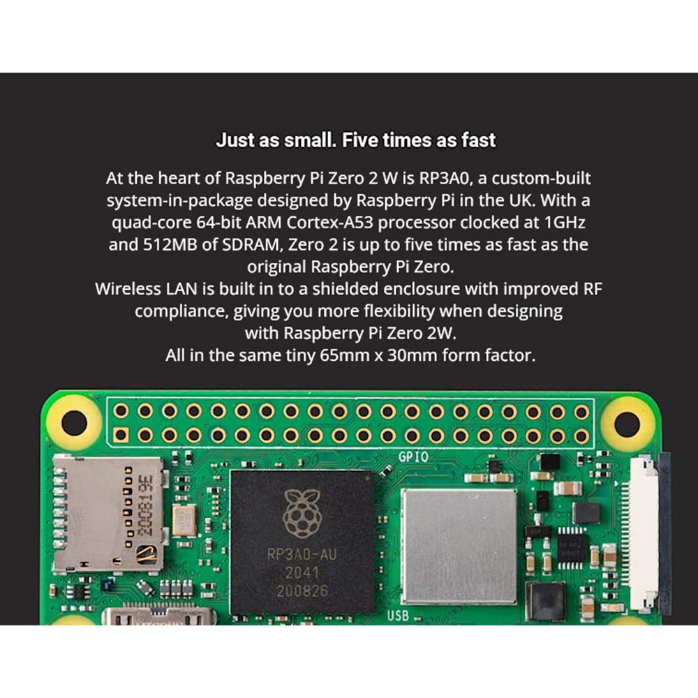 Raspberry Pi Zero 2W Development Board, Supports Bluetooth and WiFi