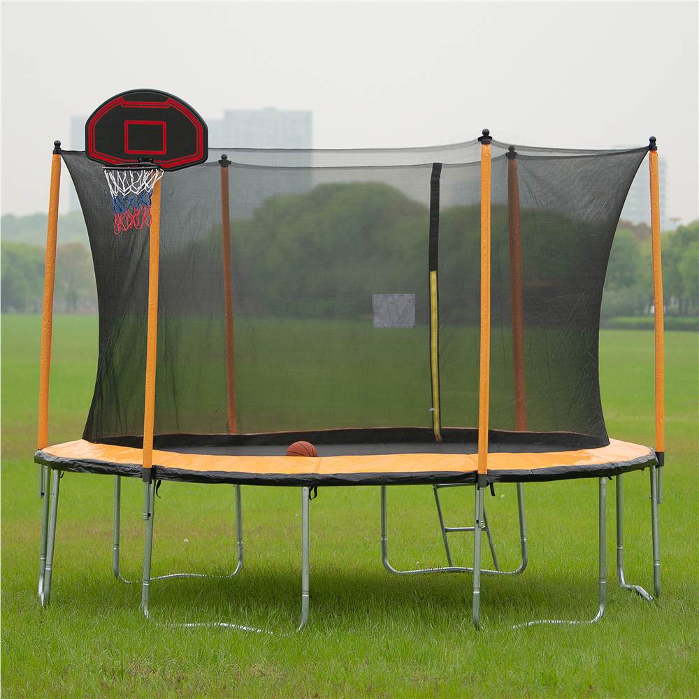 15FT Trampoline with Basketball Hoop Inflator and Ladder(Inner Safety ...