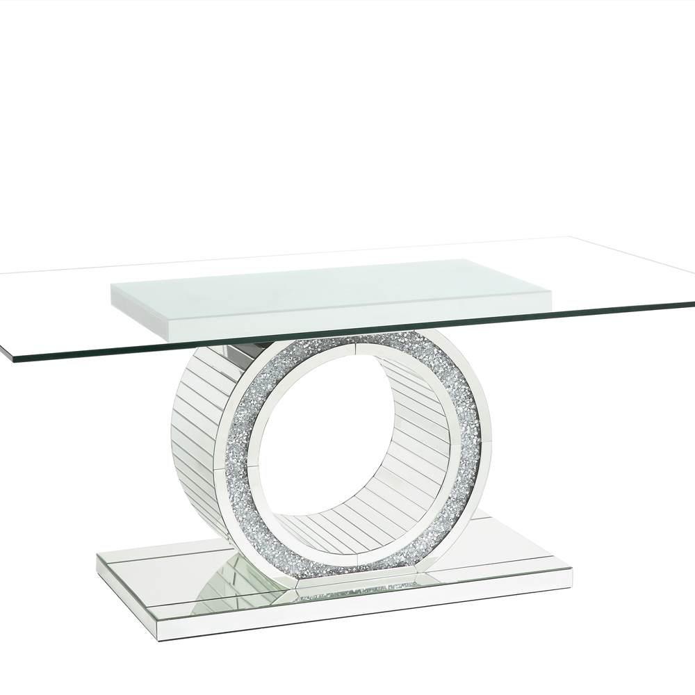 ACME Noralie DINING TABLE Mirrored & Faux Diamonds DN00720