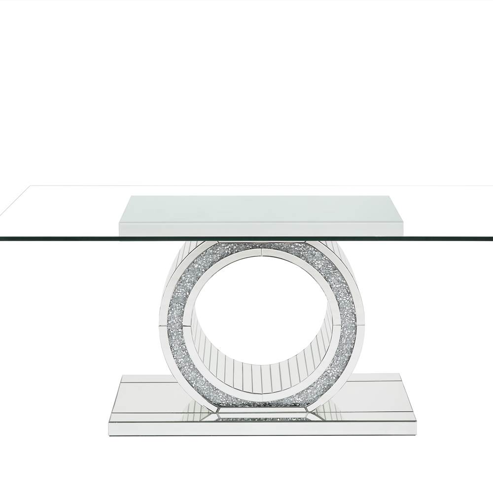 ACME Noralie DINING TABLE Mirrored & Faux Diamonds DN00720