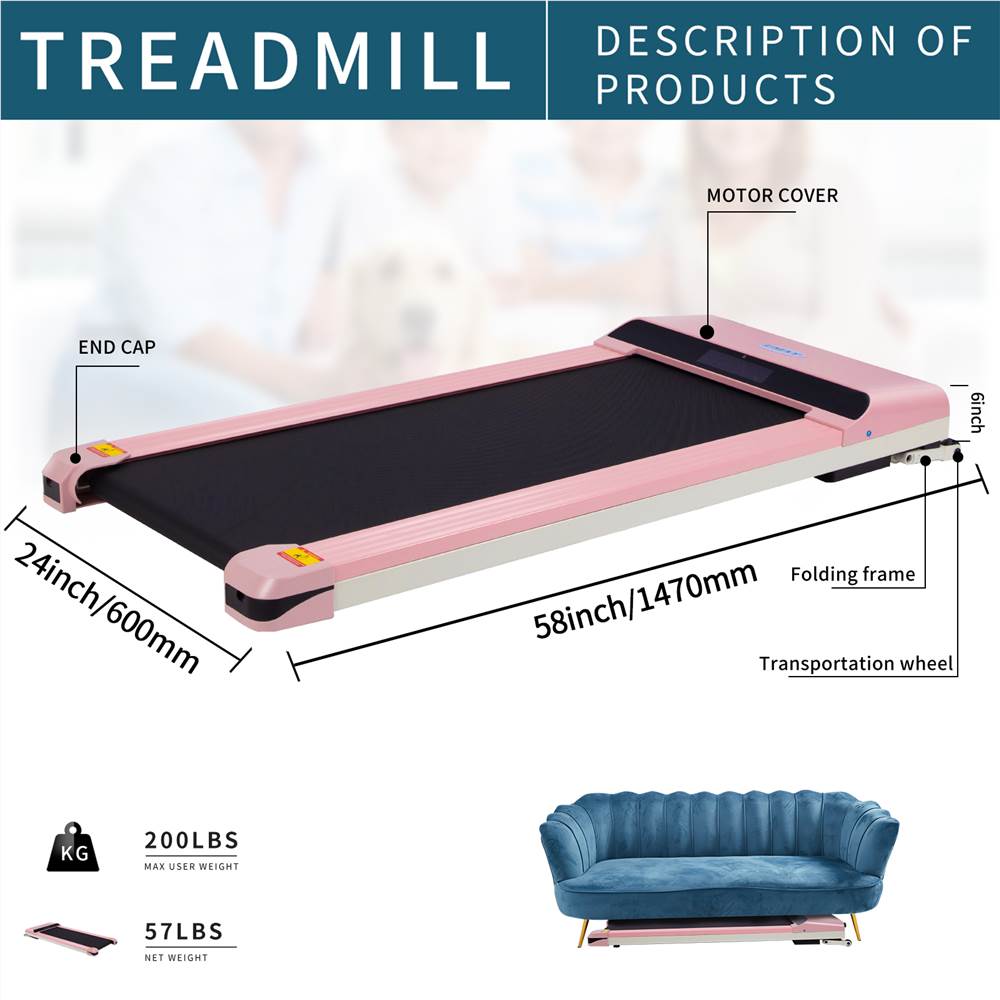 UMAY Portable Treadmill Under Desk Walking Pad Flat Slim Treadmill with ...