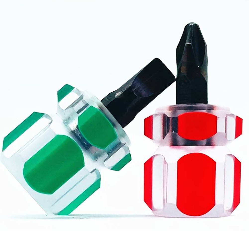 Mini Short Slotted Screwdriver Green