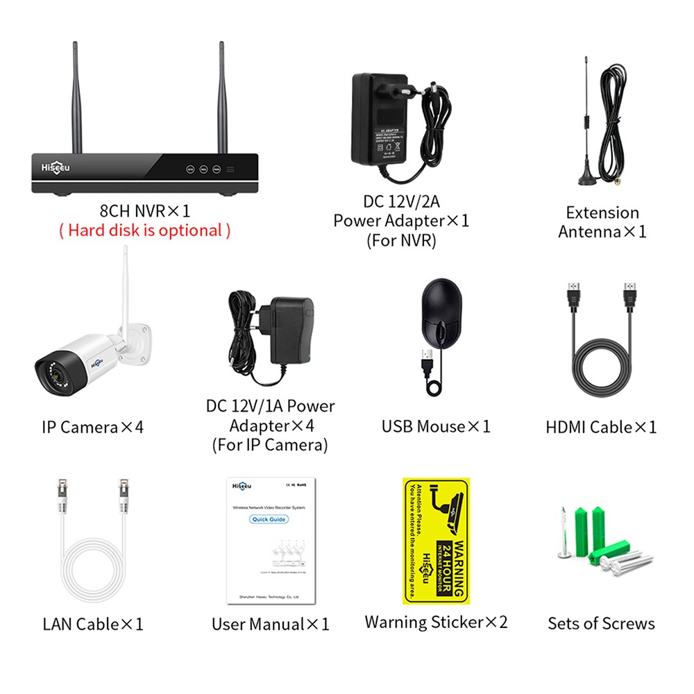 Hiseeu 5MP WiFi Security Camera System
