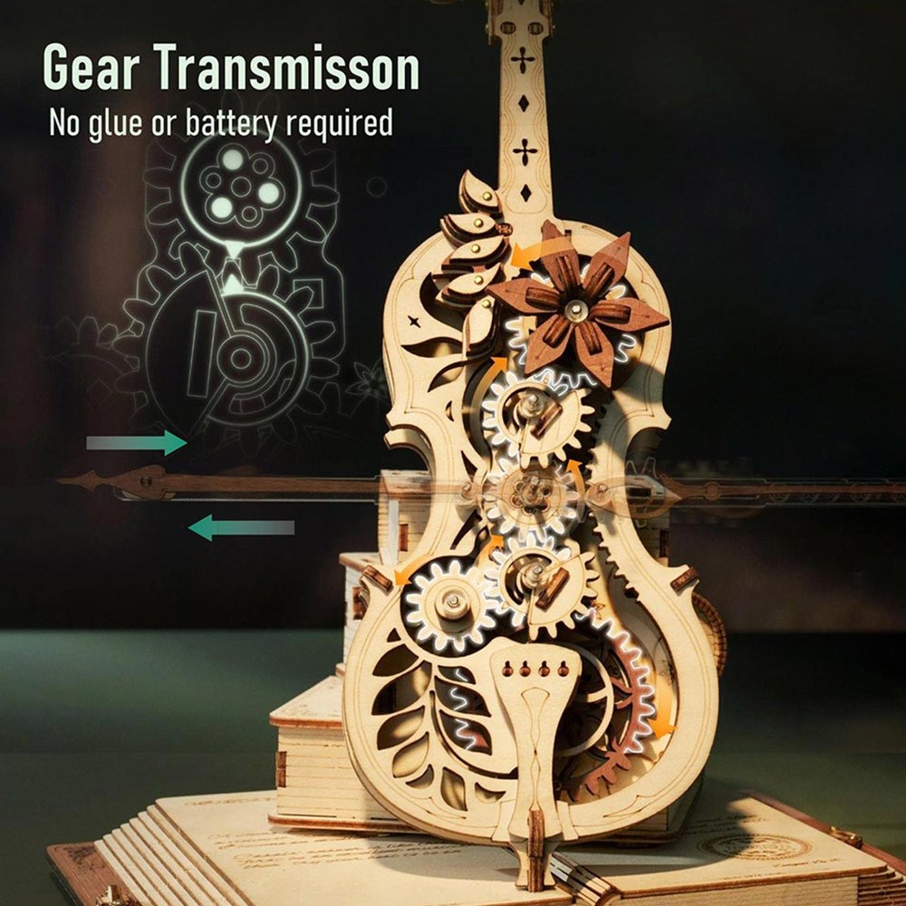 ROKR Magic Cello Mechanical Music Box 3D Wooden Puzzle