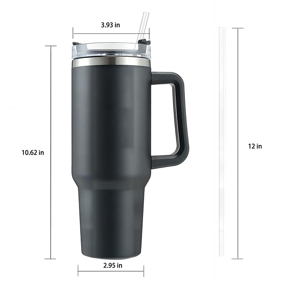 40oz Tumbler with Handle and Straw Lid White