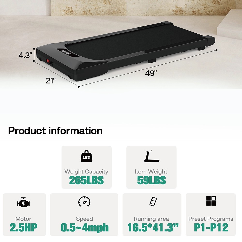 KRD Q20-1 2 in 1 Under Desk Treadmill Black