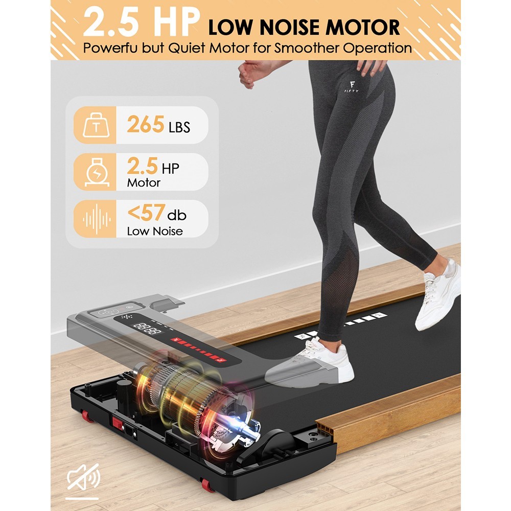 KRD-Q20 2 in 1 Under Desk Treadmill Black Wood Grain