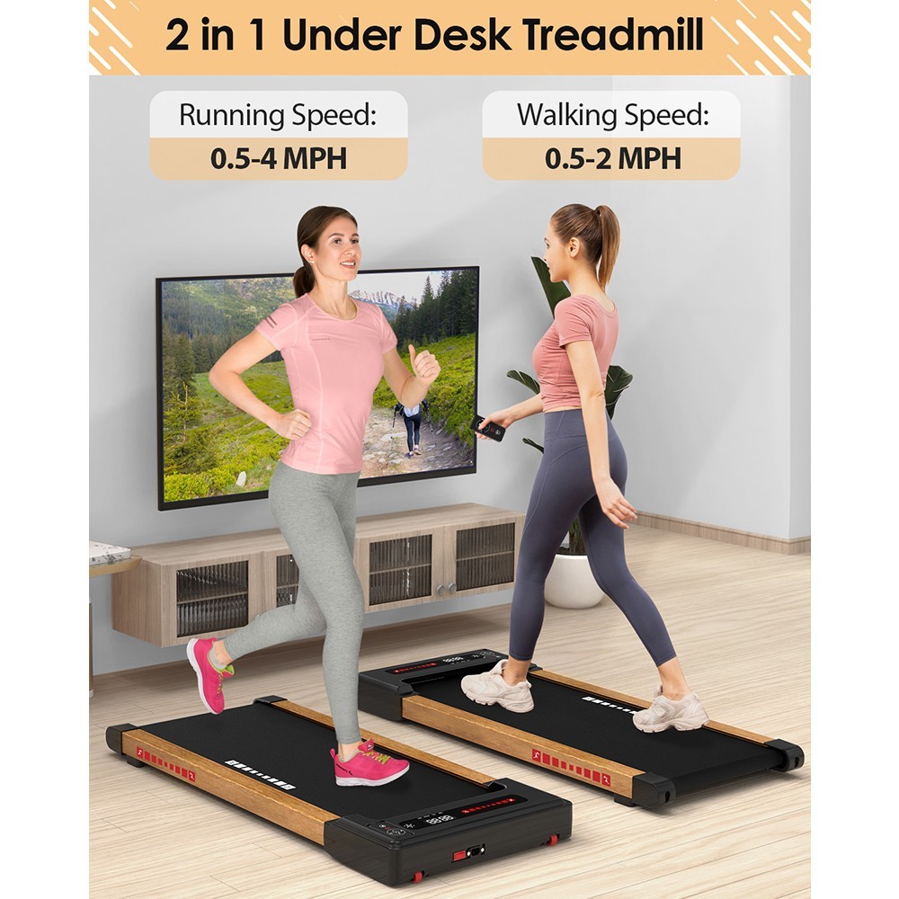 KRD-Q20 2 in 1 Under Desk Treadmill Black Wood Grain