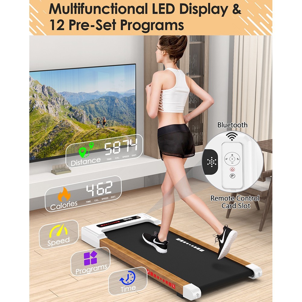 KRD-Q20 2 in 1 Under Desk Treadmill White Wood Grain