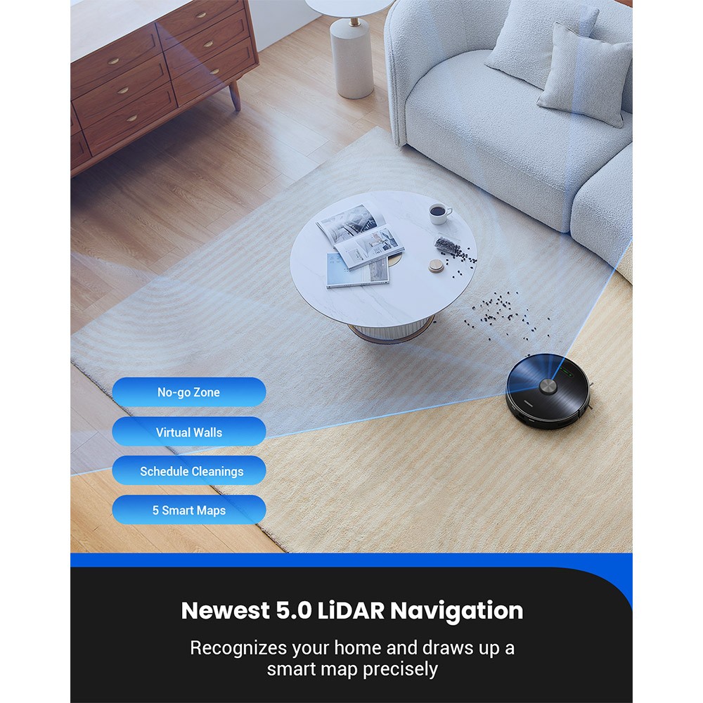 Proscenic M9 Robot Vacuum Cleaner 4500Pa Suction Dual Rotation Mops