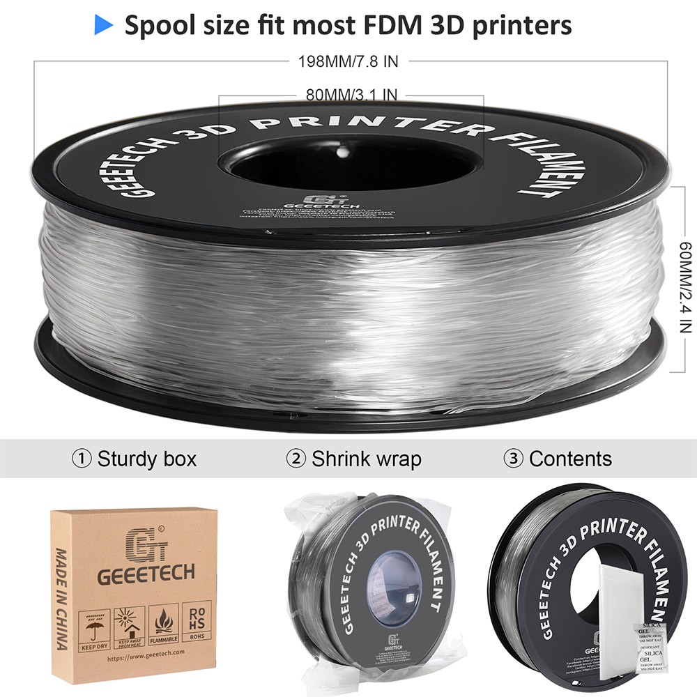 Geeetech TPU Filament for 3D Printer Transparent