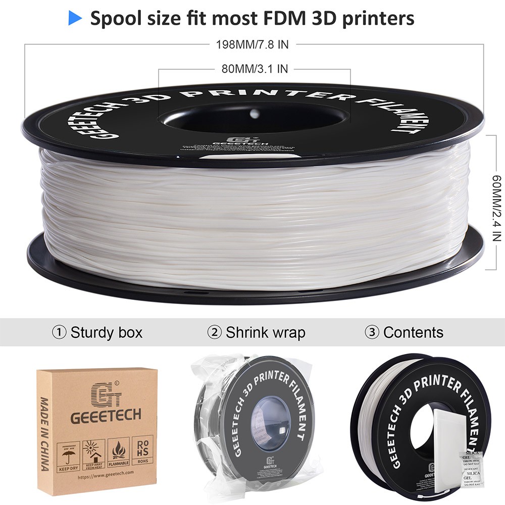 Geeetech TPU Filament for 3D Printer White | Europe