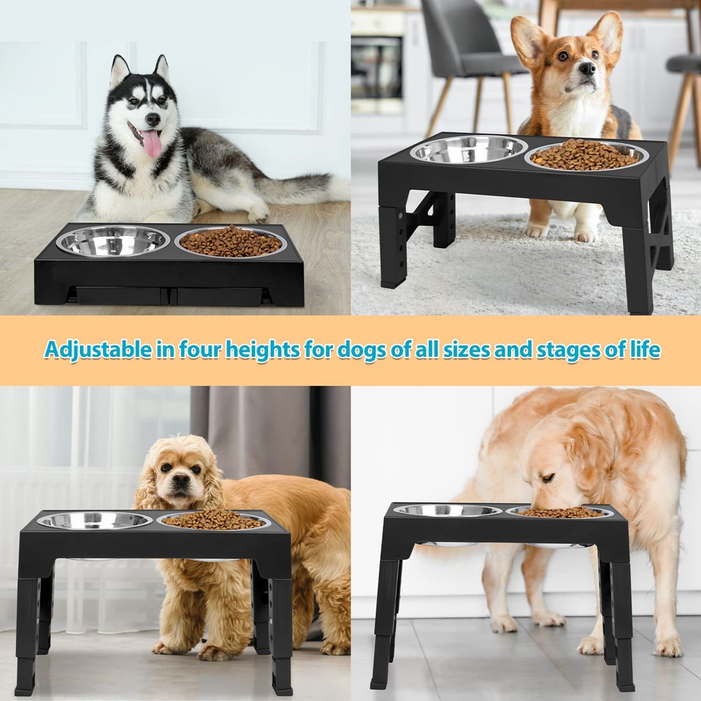 Fluffee 1.1L Elevated Dog Feeder Black