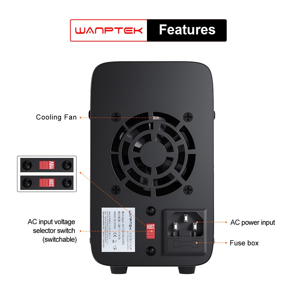 WANPTEK APS305H Programmable Regulated DC Power Supply Black EU Plug