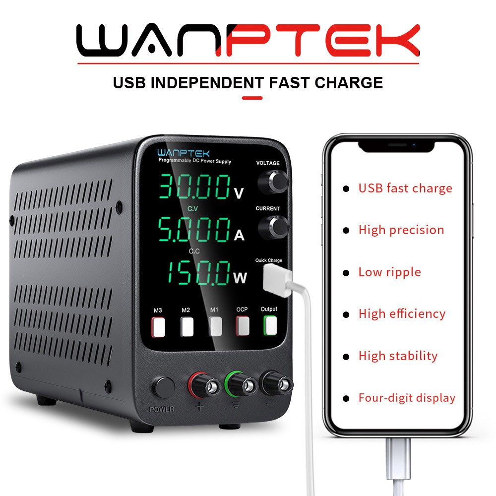 WANPTEK APS305H Programmable Regulated DC Power Supply Black UK Plug