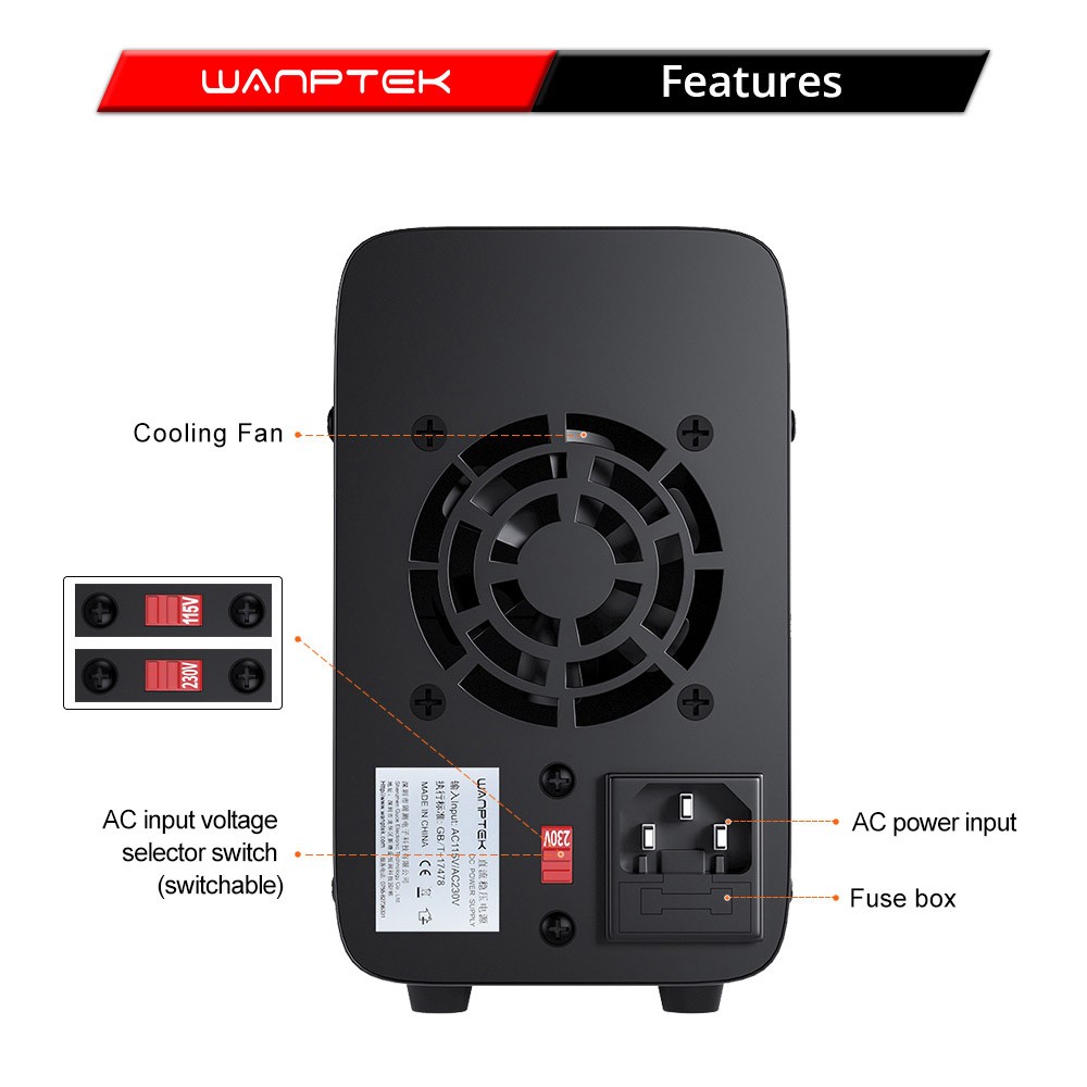 WANPTEK WPS3010 Programmable Regulated DC Power Supply Black UK Plug