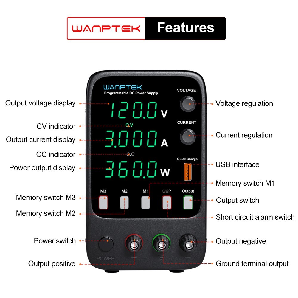 WANPTEK APS1203H Regulated DC Power Supply UK Plug