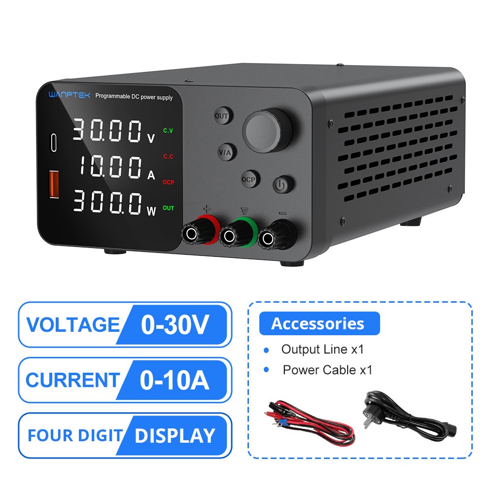 WANPTEK TPS3010 Regulated DC Power Supply Black EU Plug