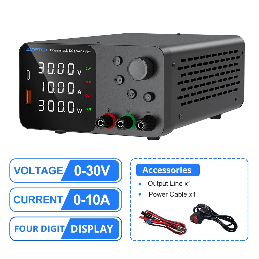 WANPTEK TPS3010 Regulated DC Power Supply Black UK Plug