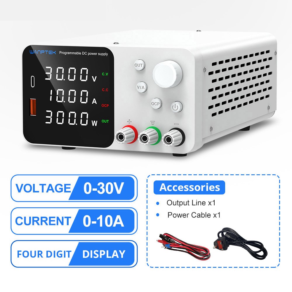 WANPTEK TPS3010 Regulated DC Power Supply White UK Plug