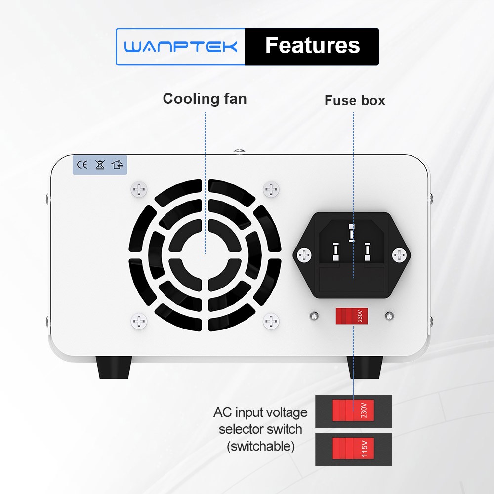 WANPTEK TPS3010 Regulated DC Power Supply White US Plug
