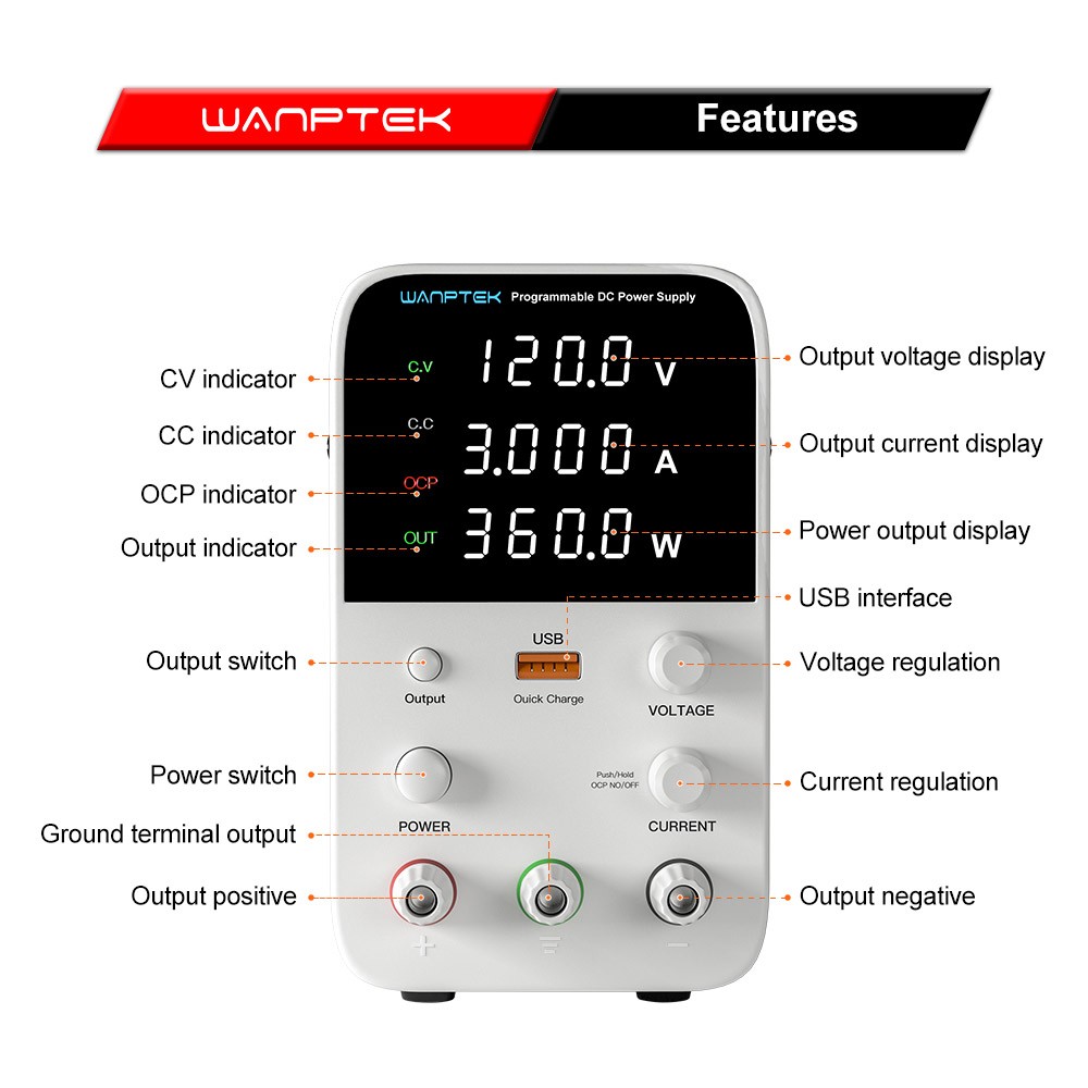 WANPTEK WPS1203 Programmable Regulated DC Power Supply