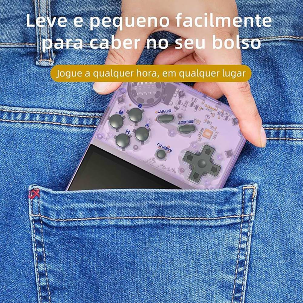 ANBERNIC RG35XX Retro Handheld Game Console 64GB +128GB Transparent Purple