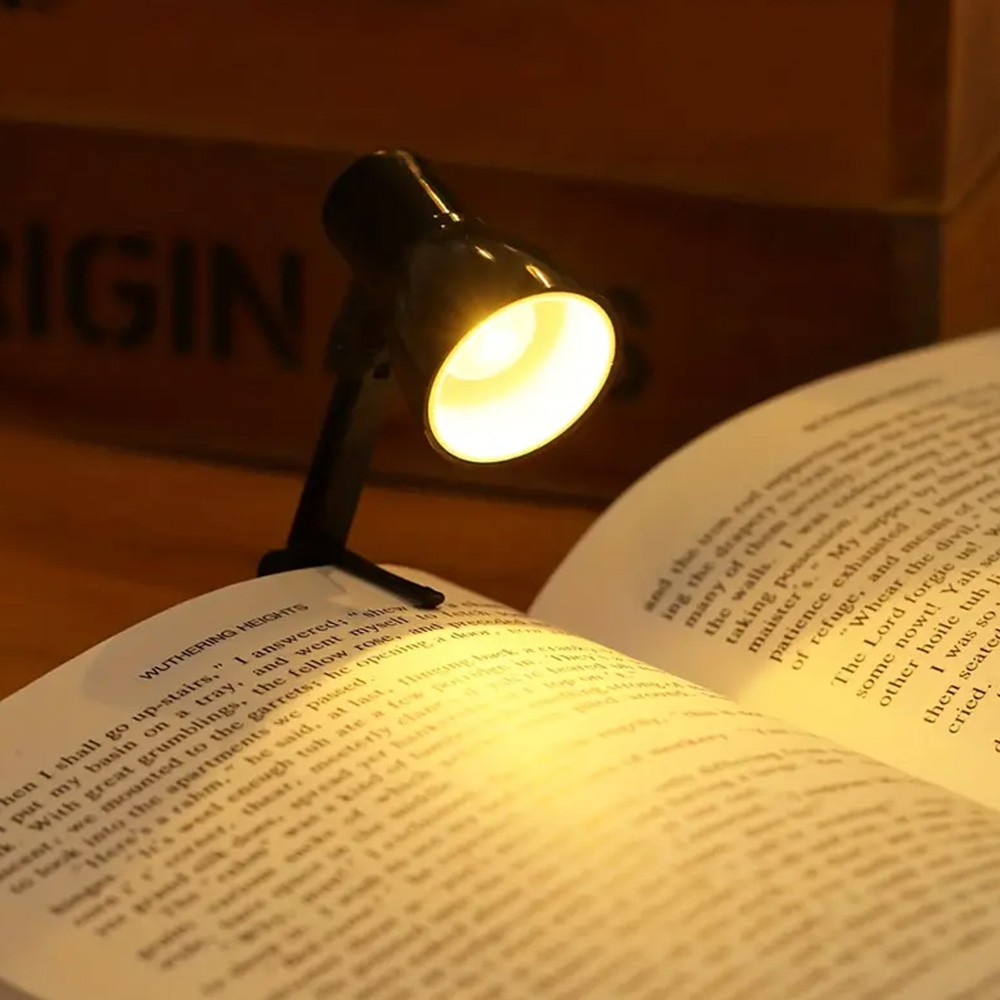 Portable Mini Reading Book Light with Clip Black